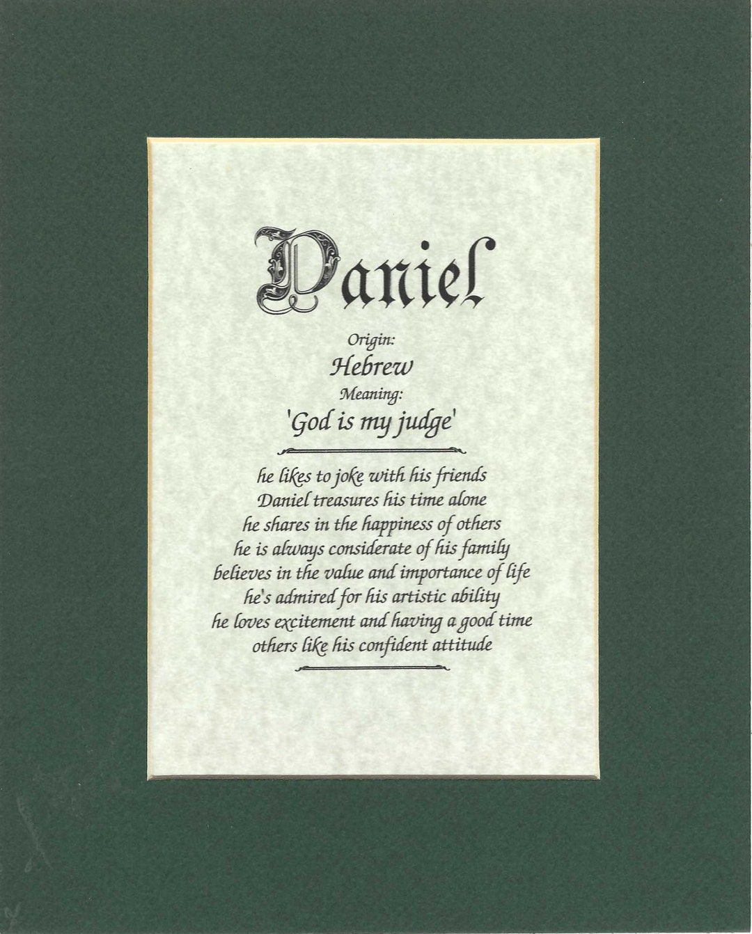 Name Origin/meaning, Green Mat, 8 X 10 Parchment Paper - Etsy