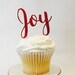 12 Christmas Cupcake Toppers - Joy - Red Glitter - Christmas Party ...