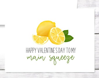 Printable Lemon Greeting Card, You're My Main Squeeze, Pun Card ...