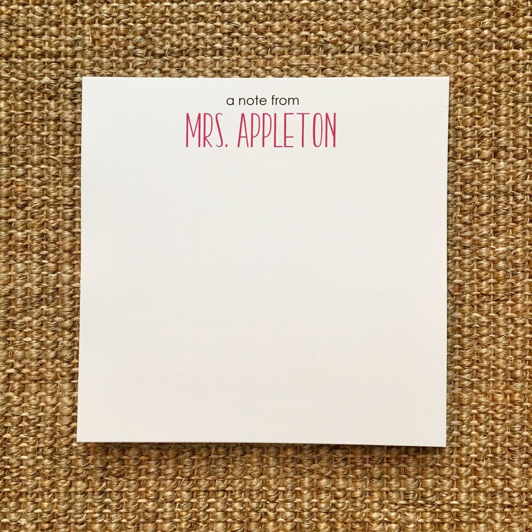 Personalized Teacher Notepad: "a Note From" Gift - Etsy