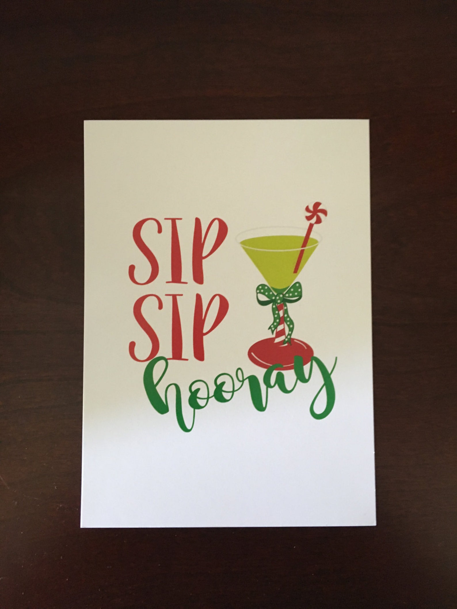 Sip Sip Hooray - Christmas Art Print - Party - Drinks - Martini - Red ...