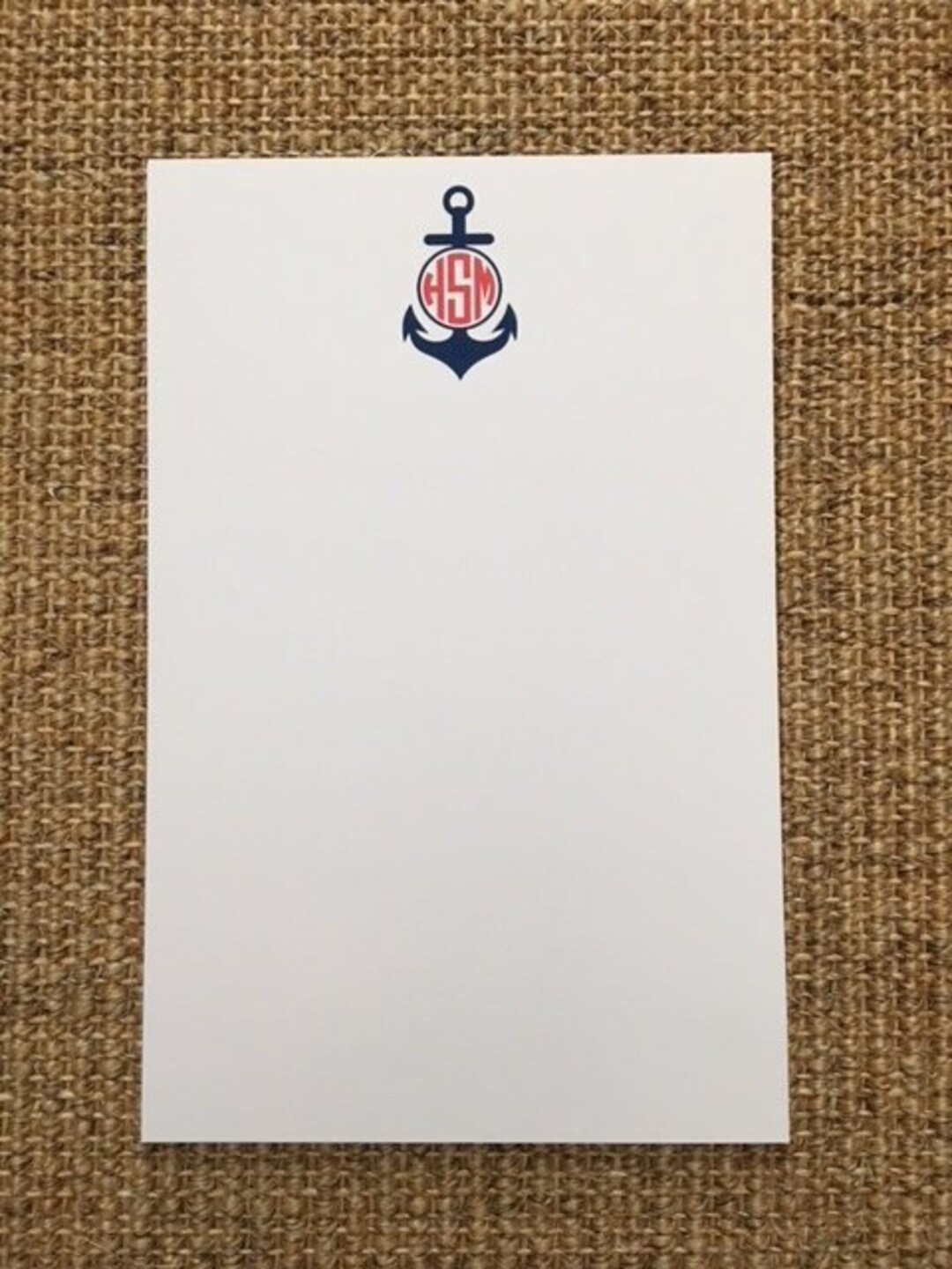 Monogrammed Notepad Anchor Nautical Desk Personalized Custom Birthday ...