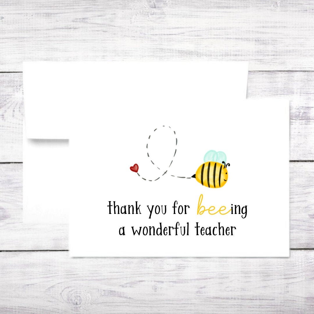 Bee Thank You Teacher Card: End of Year Gift - Etsy
