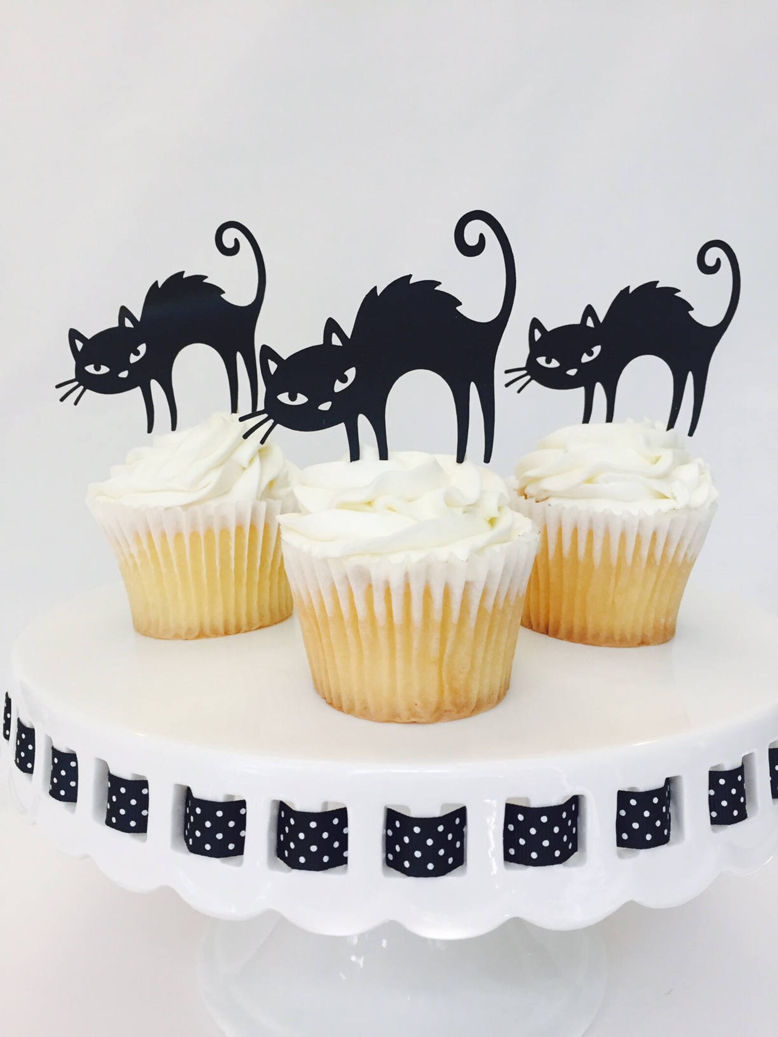 12 Black Cat Cupcake Toppers Halloween Halloween Party | Etsy