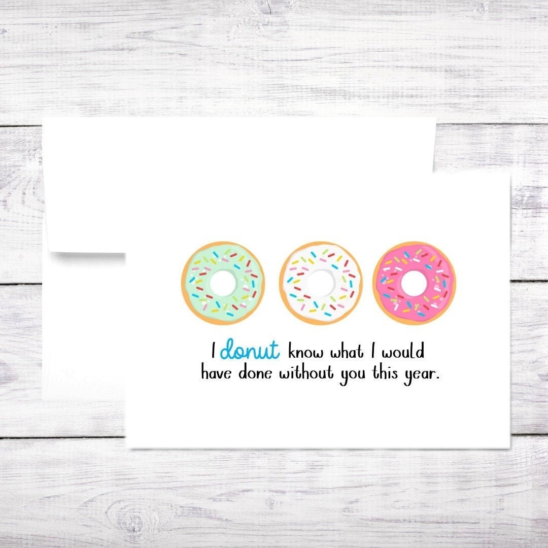 Teacher Card Thank You Card Donut Card School Funny Teacher ...