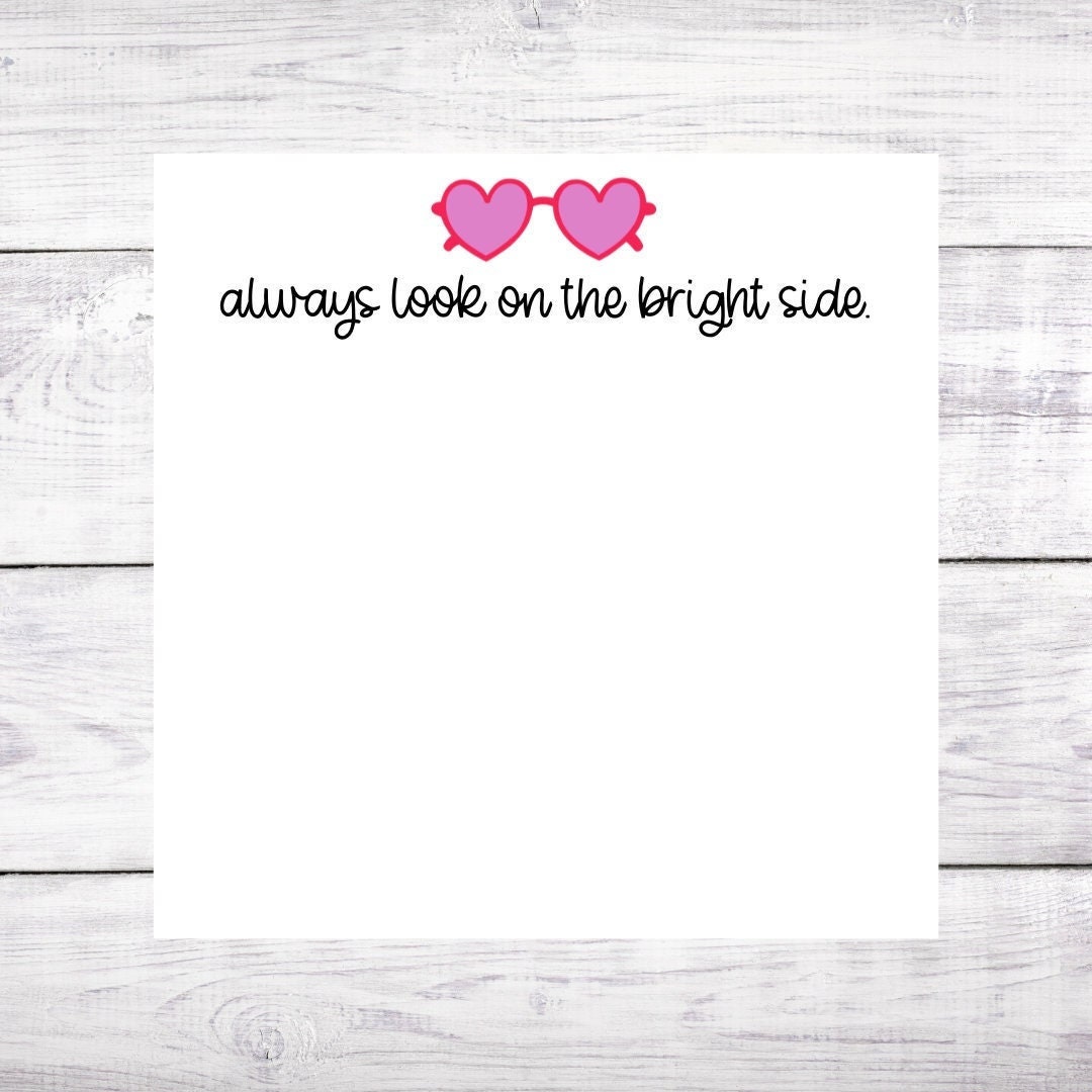 Bright Side Notepad, Girly, Pink, Sunglasses, Gift, Present, Birthday ...