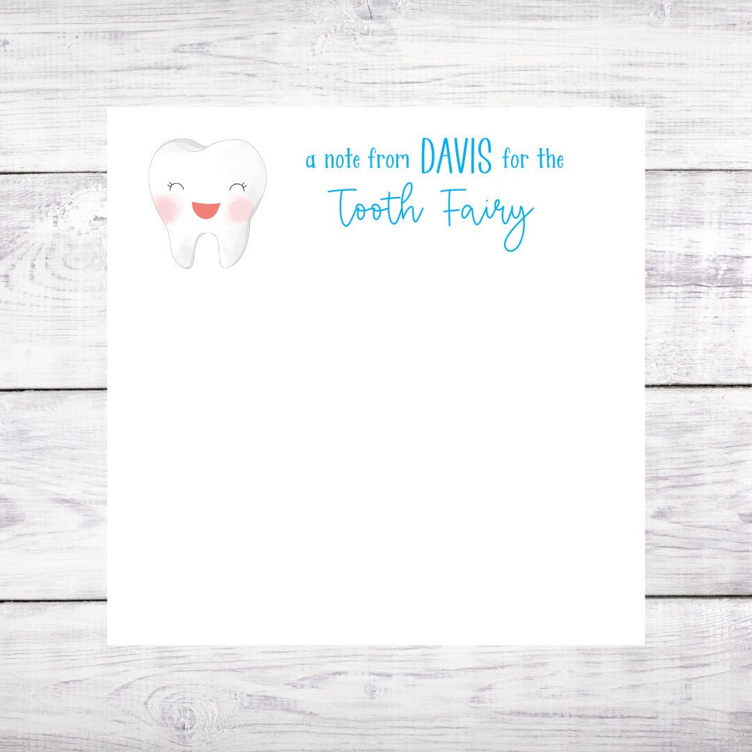 Personalized Tooth Fairy Notepad - Note for the Tooth Fairy - Blue ...