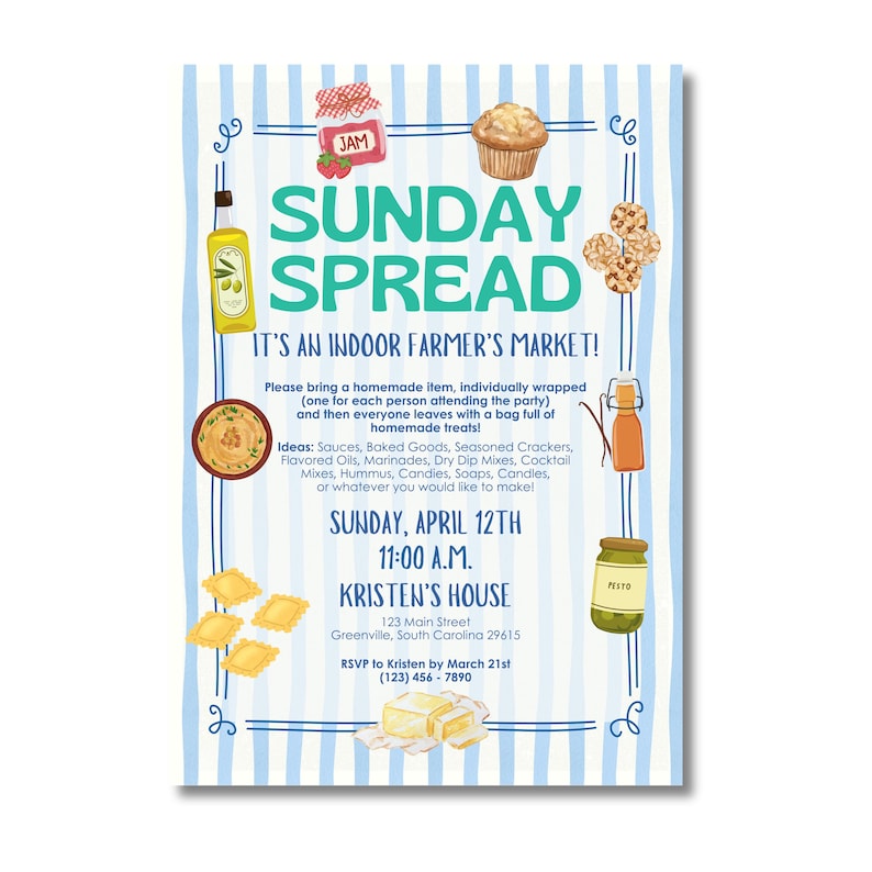 PRINTABLE Sunday Spread Party Invitation, Indoor Farmers Market Party ...