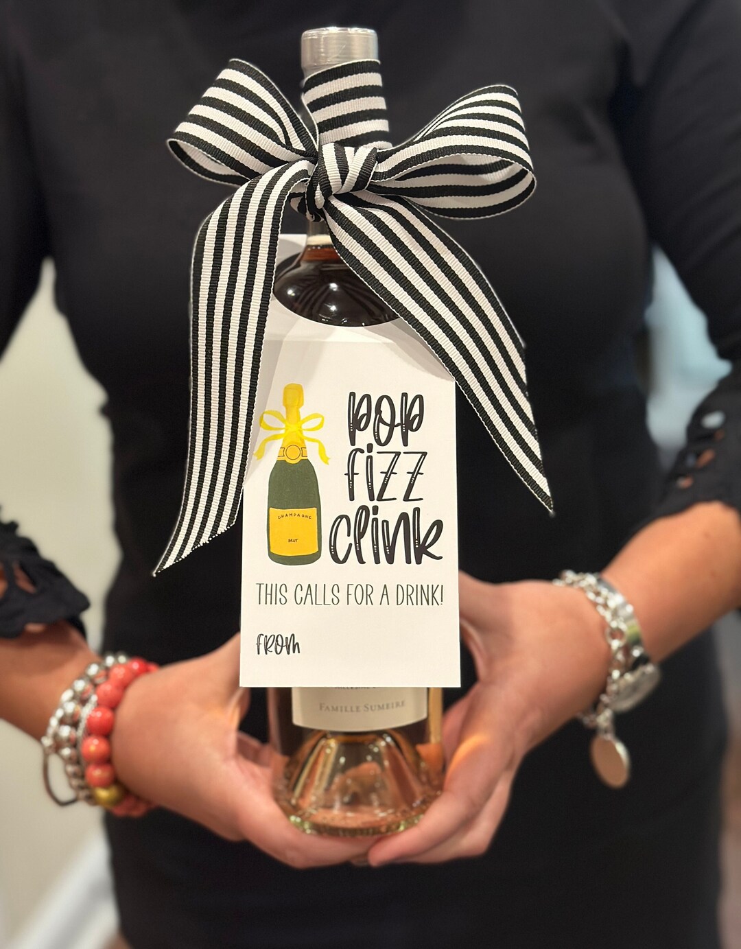 Wine & Spirit Tag - Champagne - Pop Fizz Clink - Gift - Hostess Gift ...