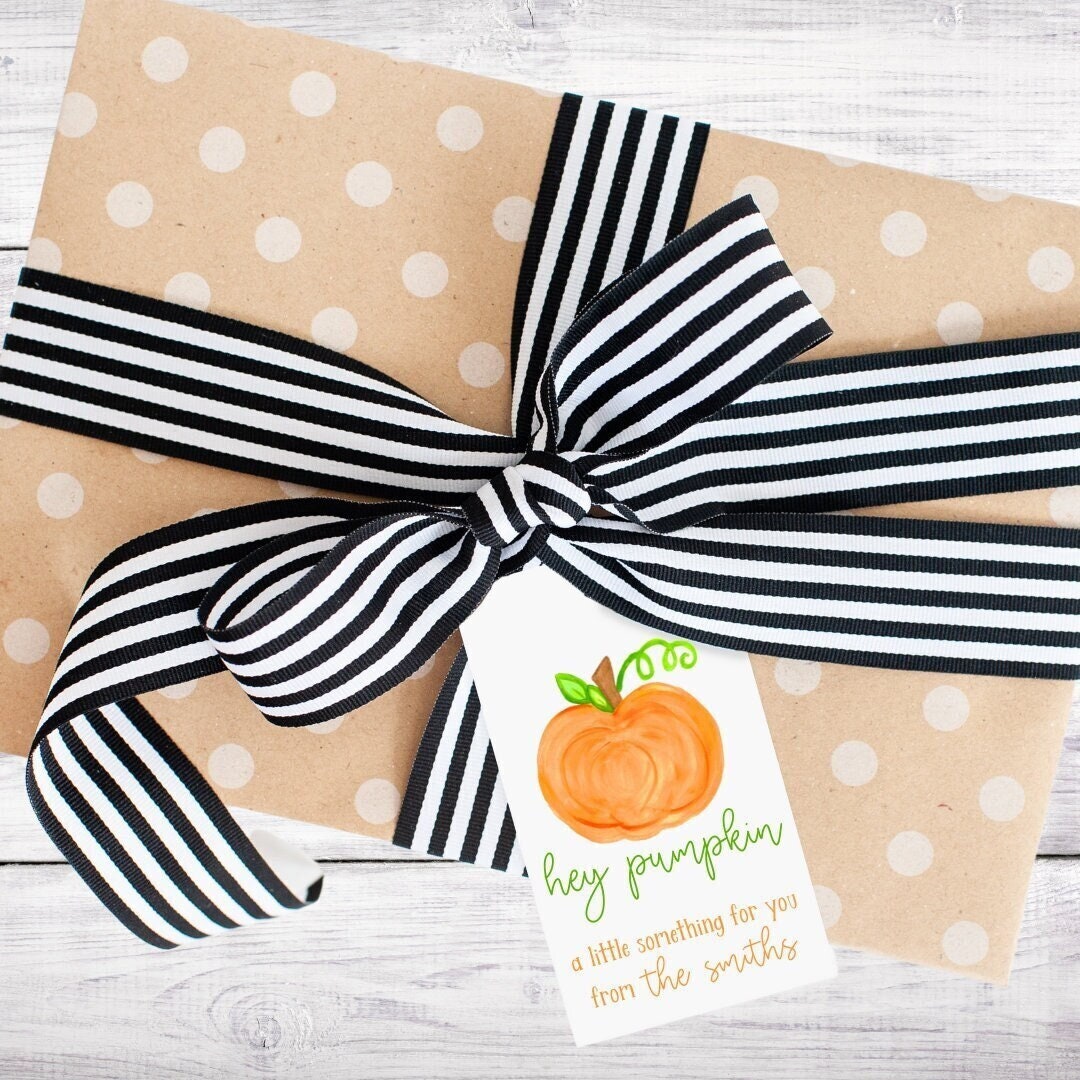 Personalized Gift Tags - Hey Pumpkin - Halloween - Fall - Hostess Gift ...