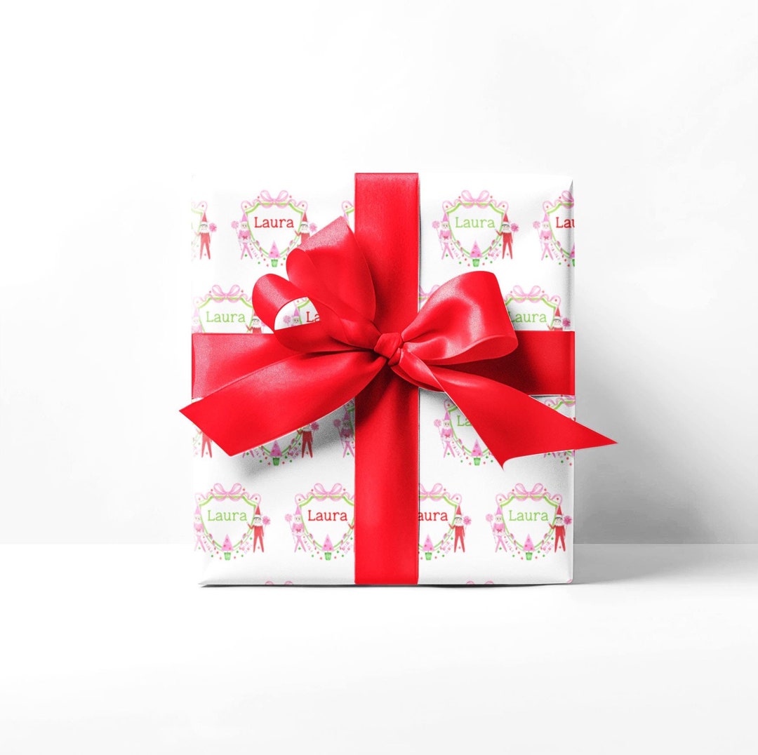 Personalized Elf Crest Wrapping Paper, Kids Christmas Gift Wrap ...