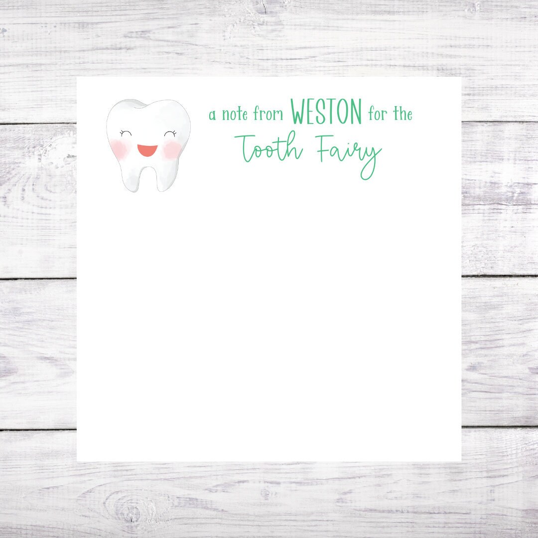 Personalized Tooth Fairy Notepad - Note for the Tooth Fairy - Green ...