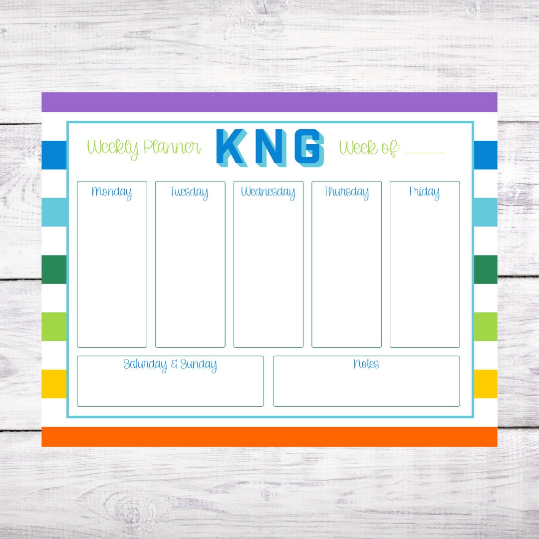 Personalized Weekly Planner Notepad: Preppy Striped Desk Organizer - Etsy