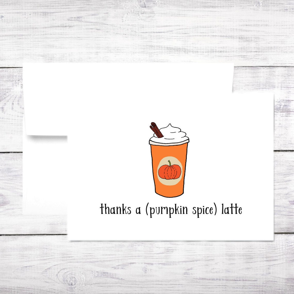 Thank You Card Pumpkin Spice PSL Pumpkin Spice Latte - Etsy