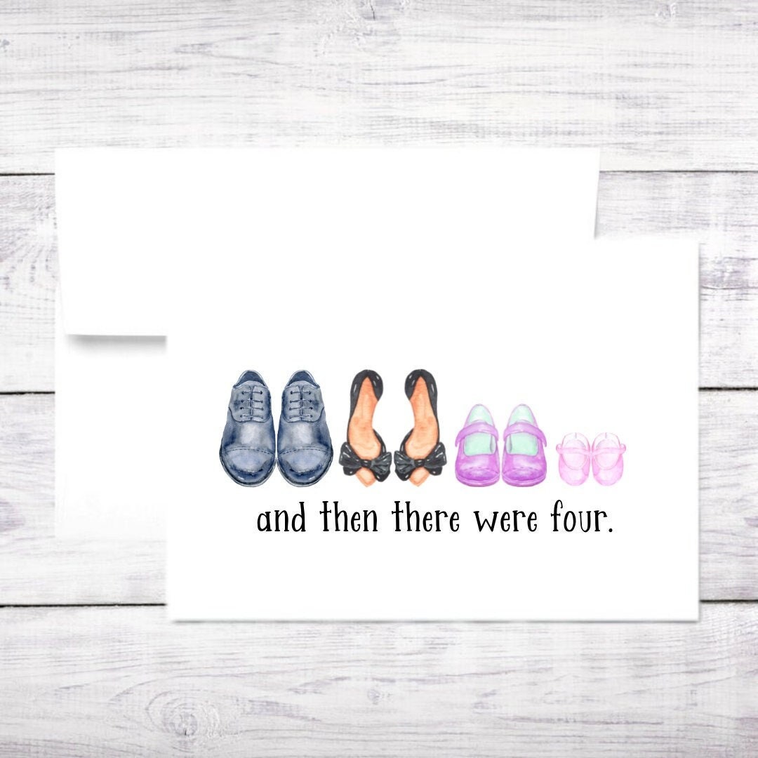 New Baby Shoes Card – Watercolor Family, New Parents - Etsy