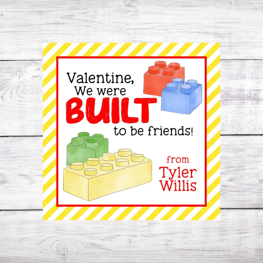 Building Blocks Valentine Stickers: Personalized Kid Valentines - Etsy