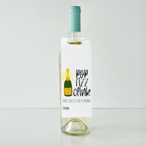 Wine & Spirit Tag - Champagne - Pop Fizz Clink - Gift - Hostess Gift ...