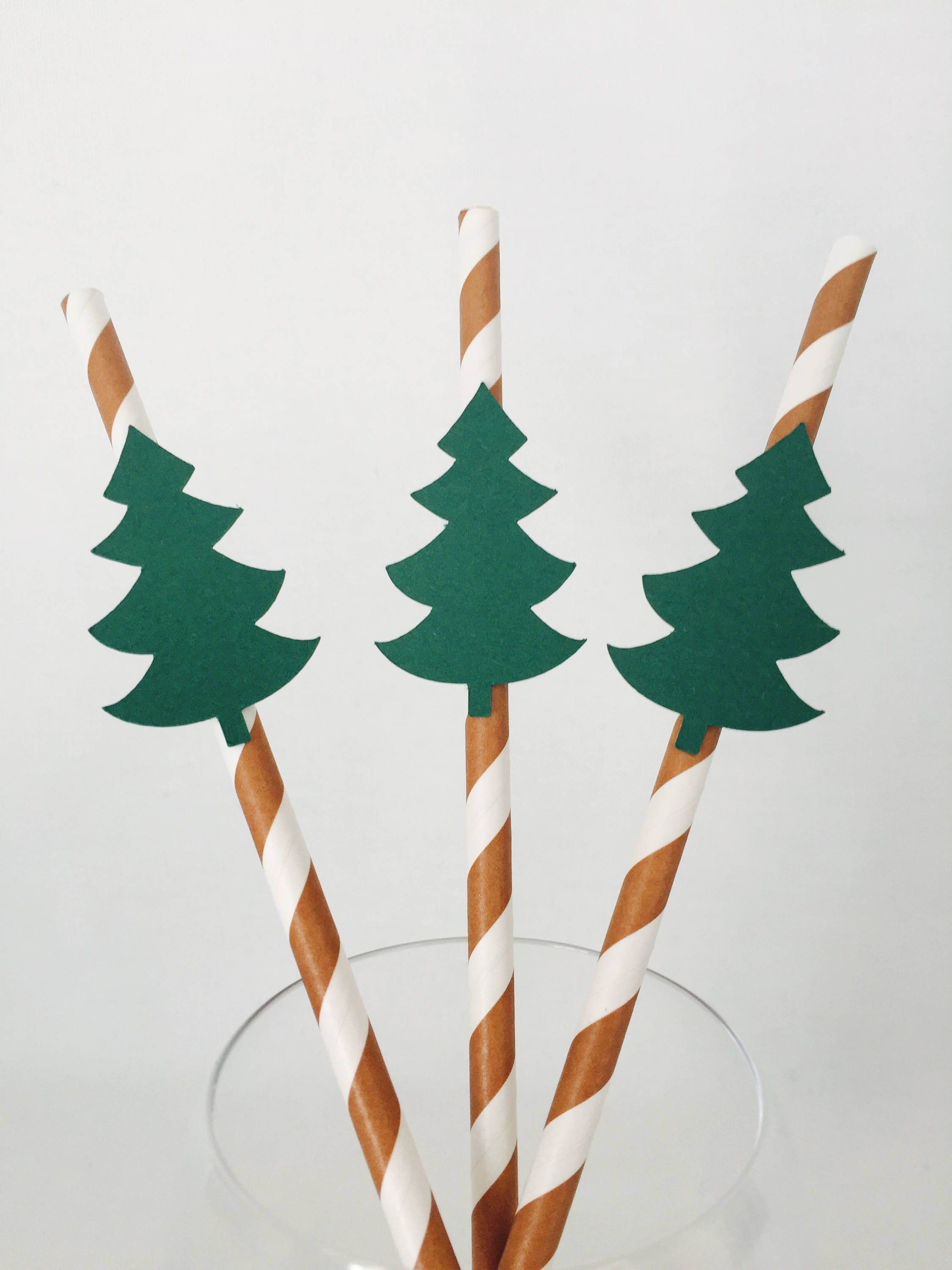 12 Pine Tree Party Straws Woodland Baby Shower Camping - Etsy