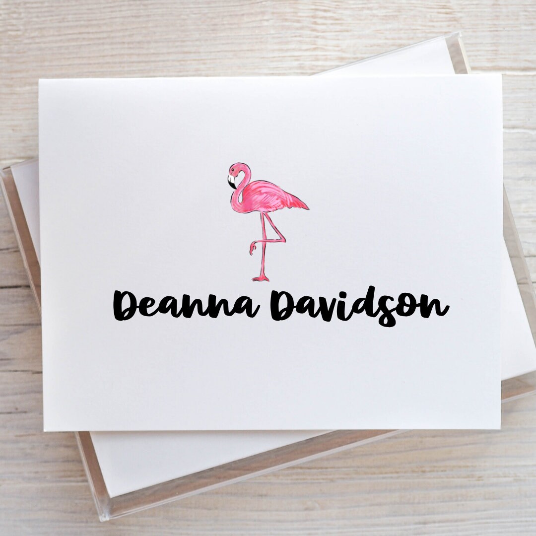 Personalized Flamingo Note Cards: Tropical Thank You Notes - Etsy