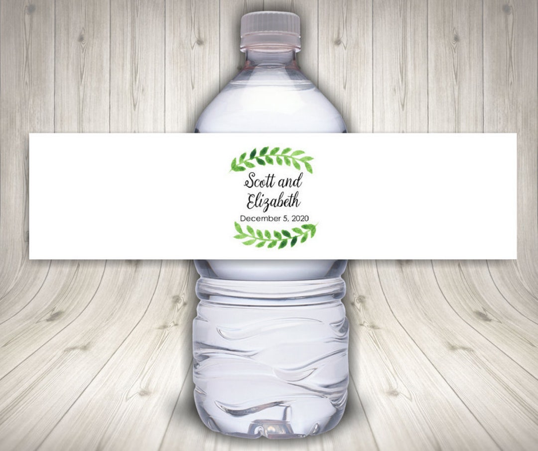Personalized Wedding Water Bottle Labels: Greenery Design, Waterproof ...
