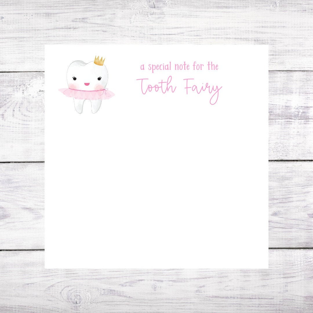Tooth Fairy Notepad - Note for the Tooth Fairy - Pink - Girl - 5.5x5.5 ...