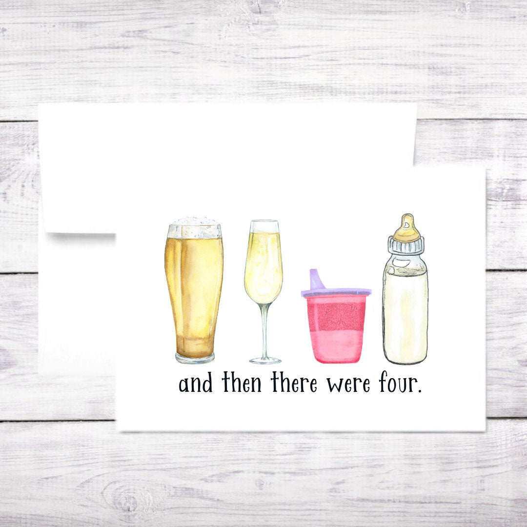 New Baby Card - Second Child - Bottle - Beer - Champagne - Boy - Girl ...