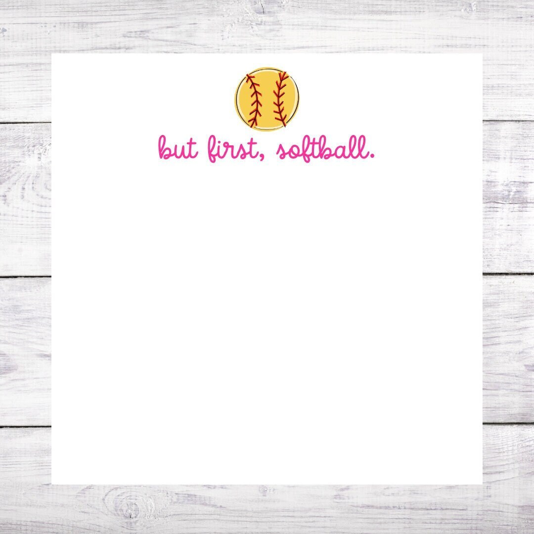 But First Softball Notepad - Sports - Team - Notes - Desk - Custom ...