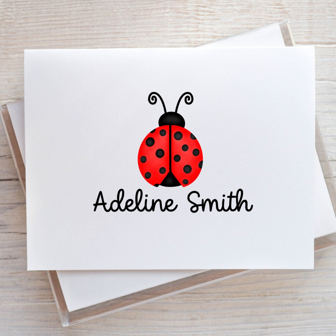 10 Personalized Note Cards -ladybug - Baby Shower - Thank You Note ...