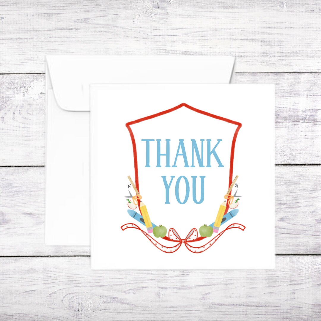 Teacher Appreciation Thank You Card: School Theme Gift (3x3 Inches) - Etsy