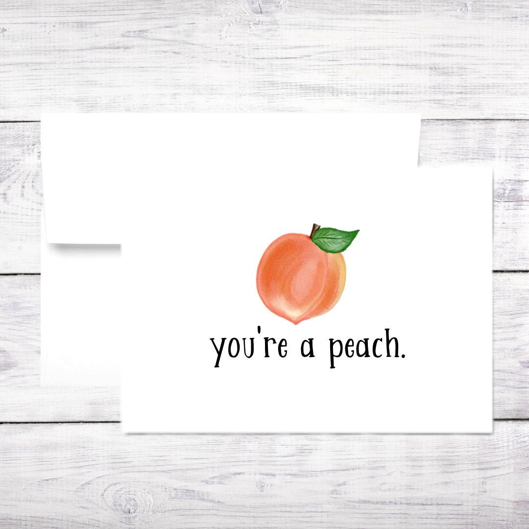 You're a Peach Thank You Card: Funny Pun Greeting - Etsy