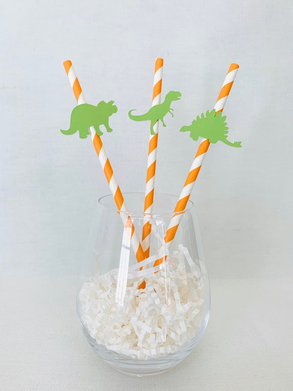 12 Dinosaur Straws Three Rex Stomp Chomp Roar Fourth | Etsy
