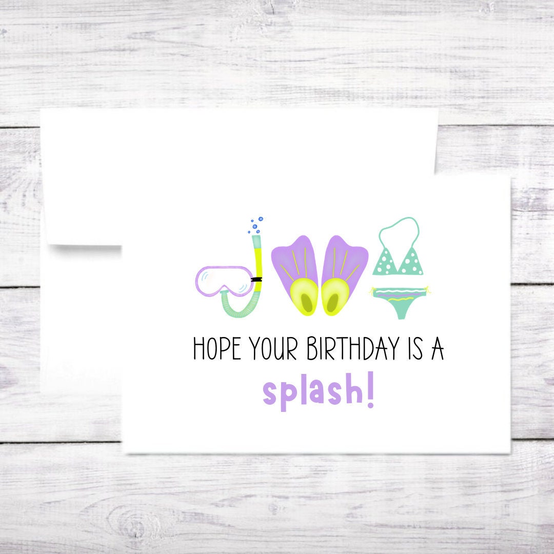 Pool Party Birthday Card: 'hope Your Birthday is a Splash!' - Etsy