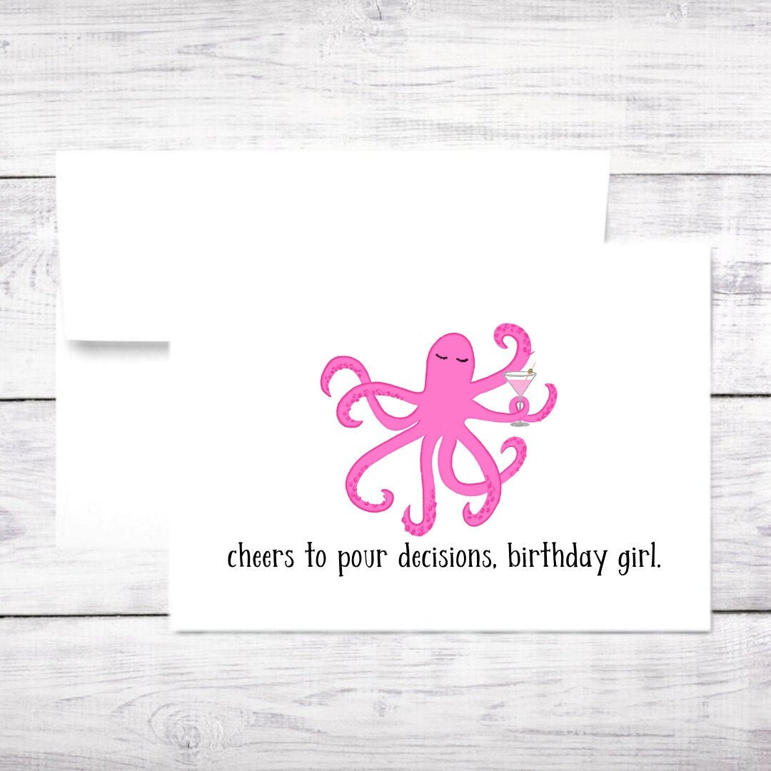 Funny Margarita Octopus Birthday Card – Cheers Pun - Etsy