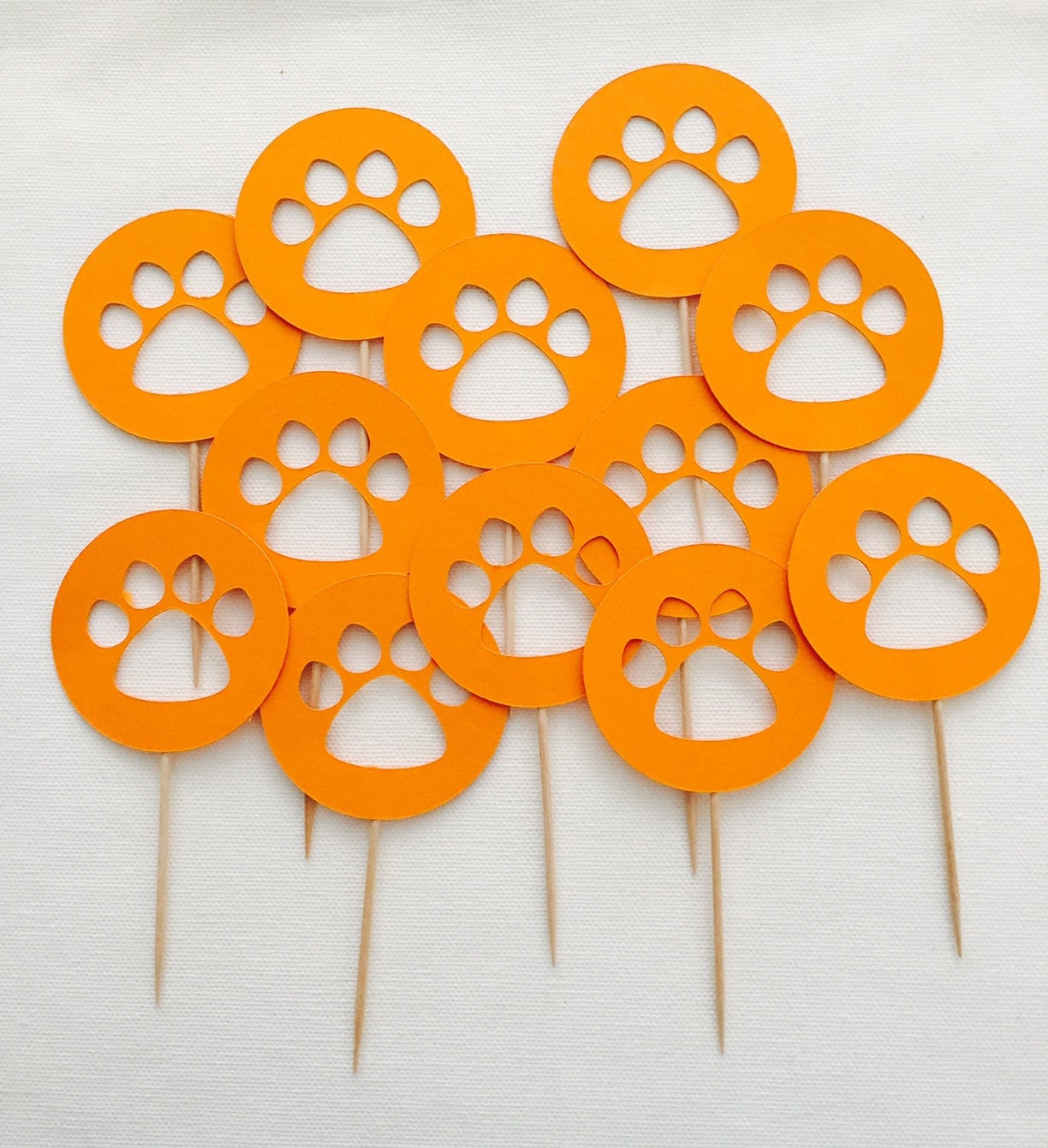 Orange Paw Print Cupcake Toppers: Dog Party Decorations - Etsy