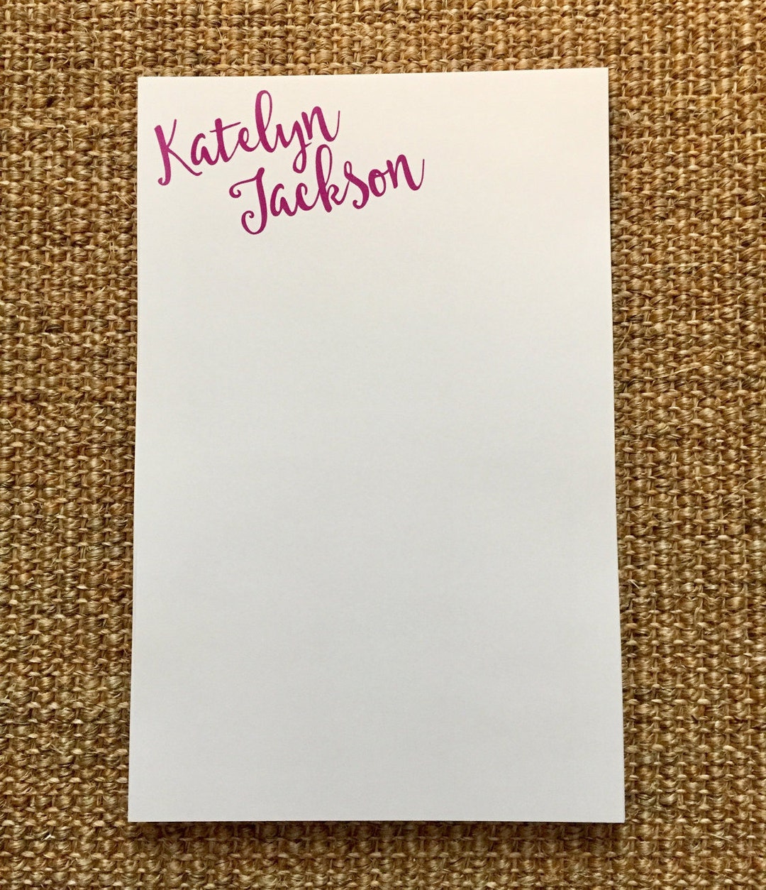 Personalized Notepad - Handlettered - Pink and White - Desk - Birthday ...