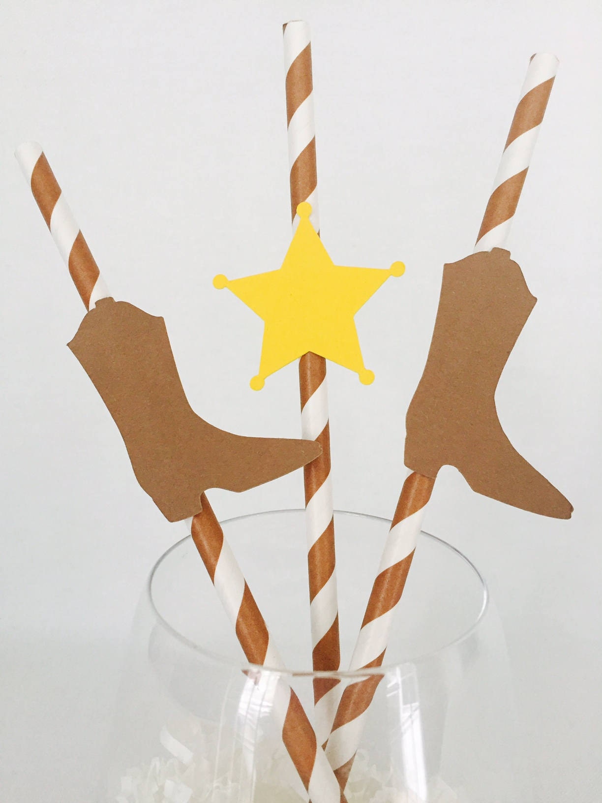 12 Cowboy Party Straws Wild West Texas Boots Sheriff | Etsy