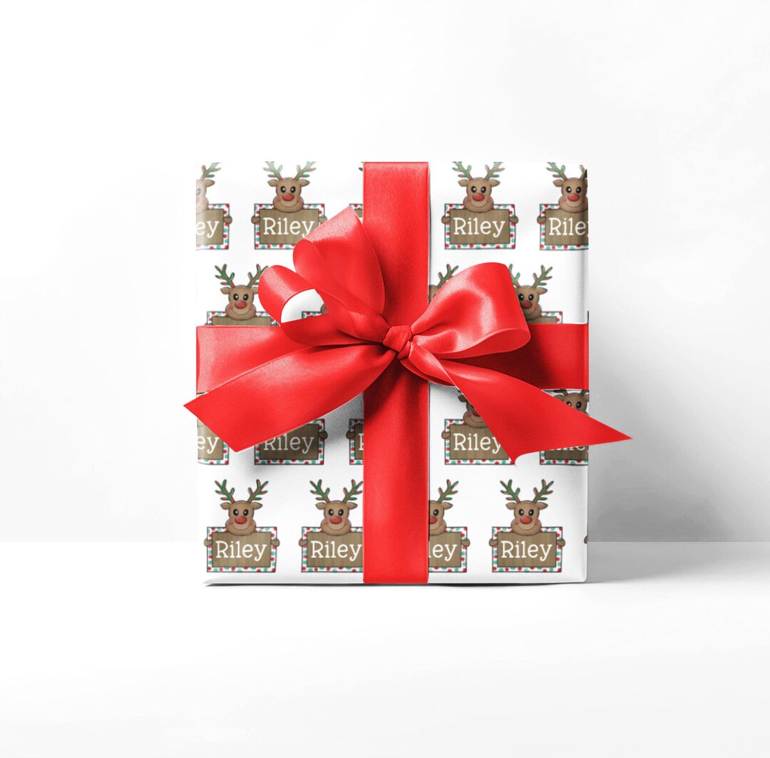 Personalized Rudolph Wrapping Paper, Kids Christmas Gift Wrap, Reindeer ...