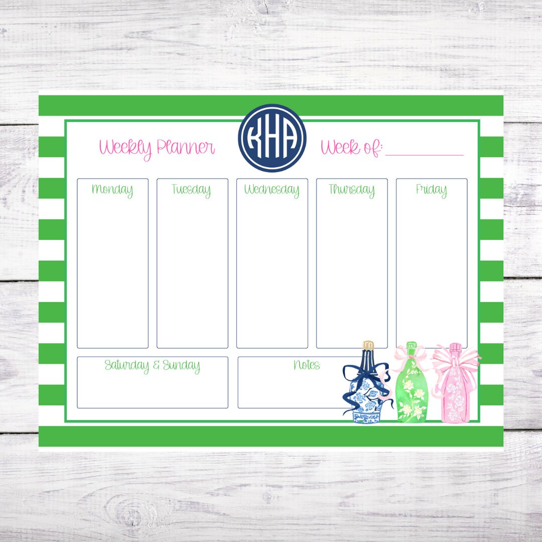 Personalized Weekly Planner Notepad: Preppy Desk Organizer - Etsy