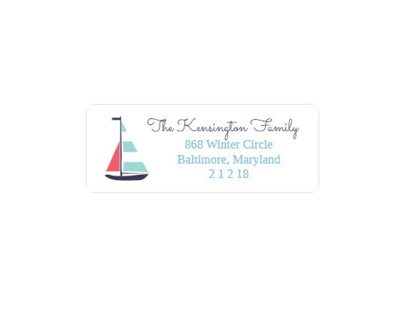 Return Address Labels Nautical Red Blue and White - Etsy