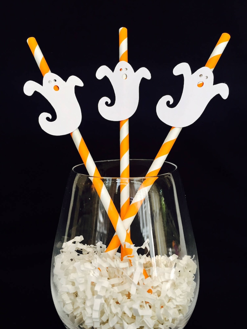 Ghost Halloween Straws: Striped Party Decorations (set of 12) - Etsy UK