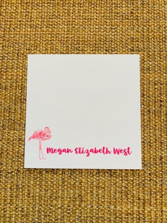 Flamingo Notepad Pink and White Desk Personalized | Etsy
