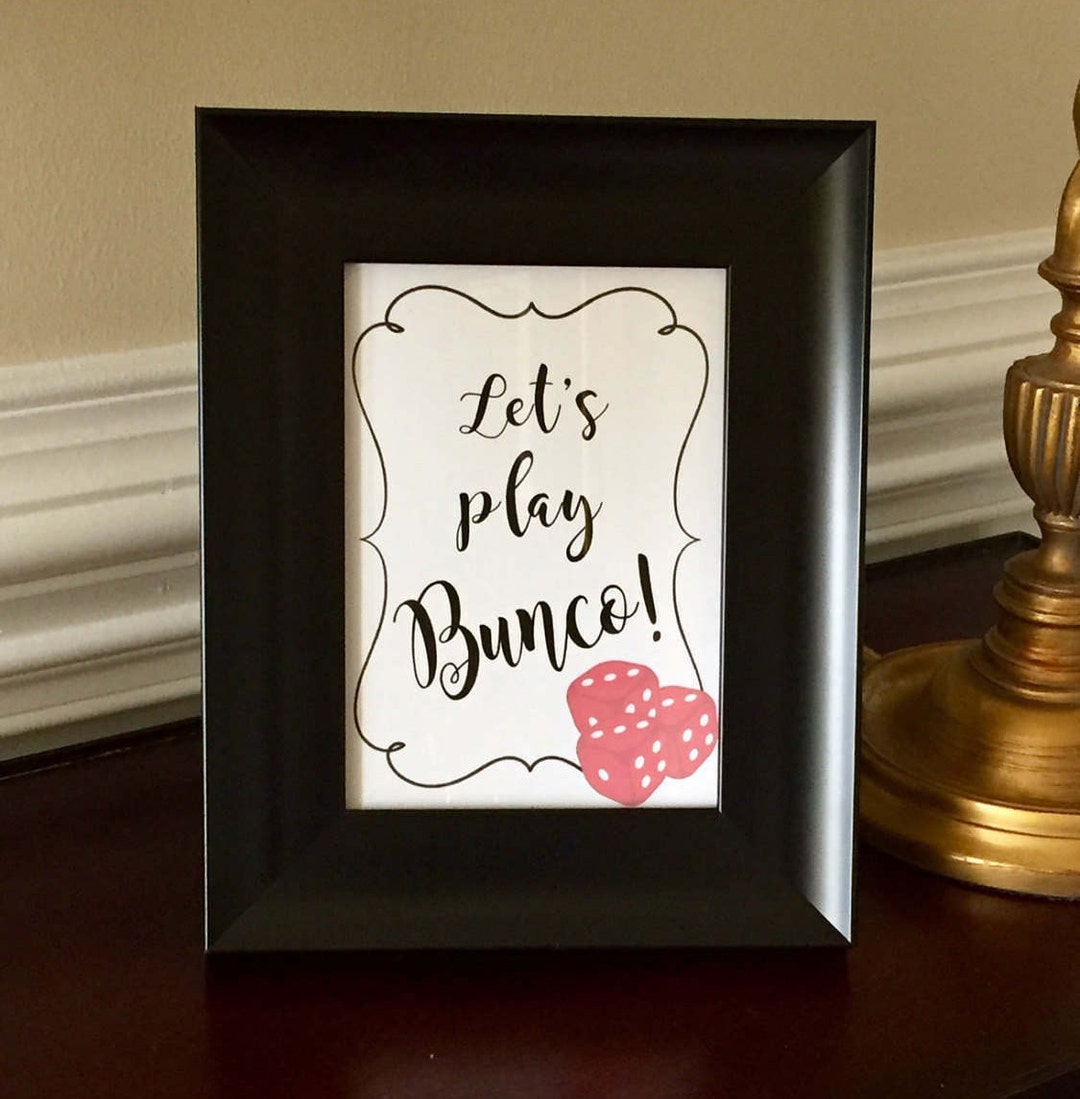 Lets Play Bunco Art Print Sign Bunco Party Sign Dice 5x7 or 8x10 - Etsy