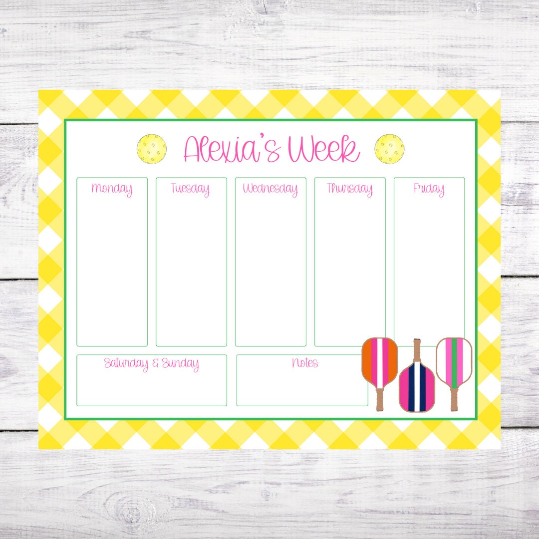 Personalized Pickleball Weekly Planner Notepad: Sports Gift - Etsy