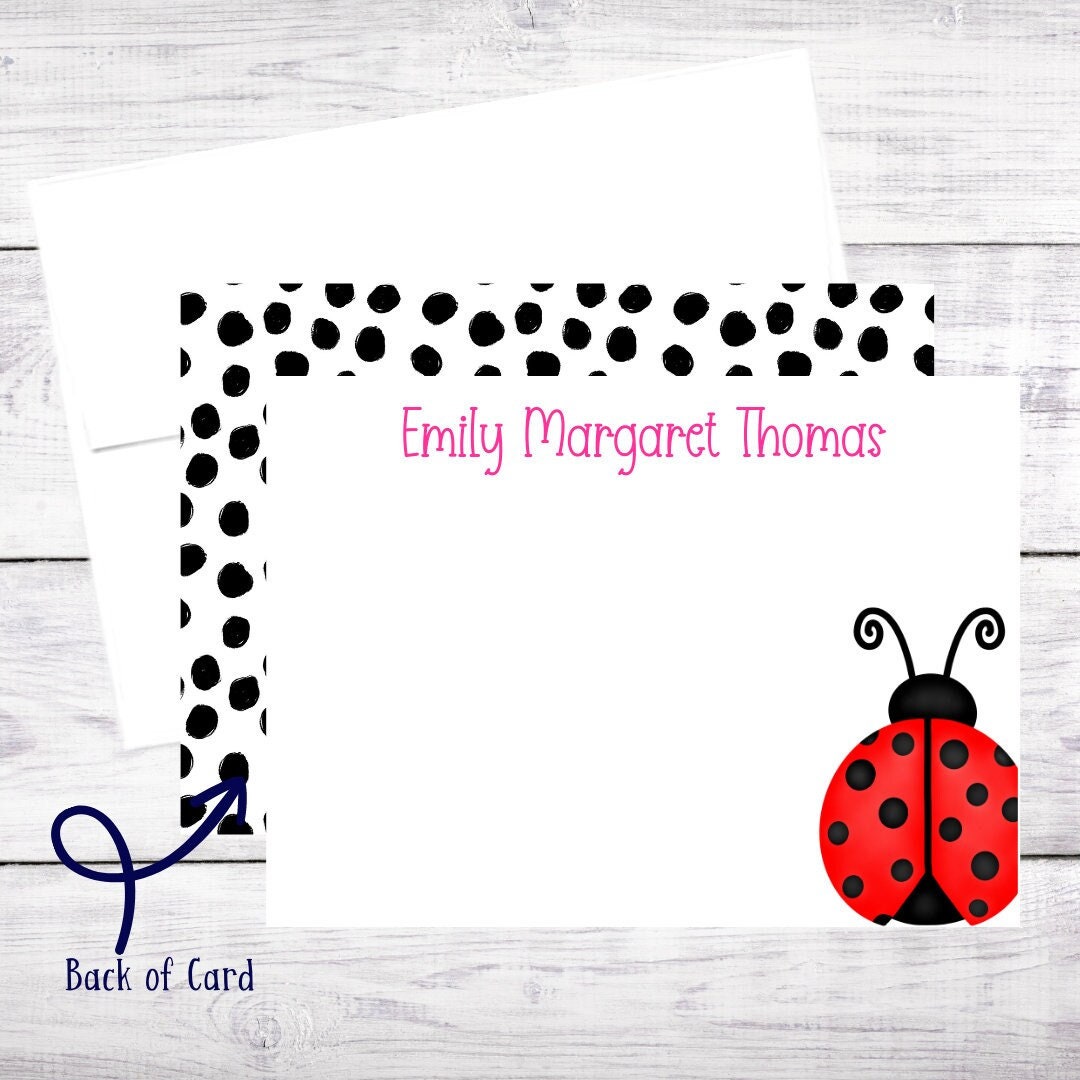 Personalized Ladybug Note Cards: Red & Pink Stationery Set - Etsy