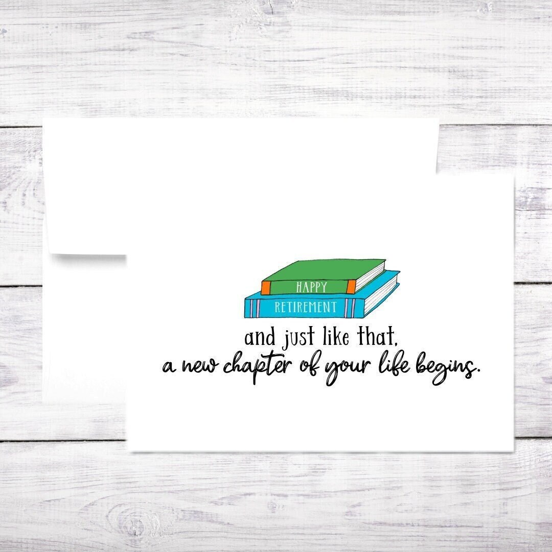 New Chapter Retirement Card: Book Pun Greeting Card - Etsy