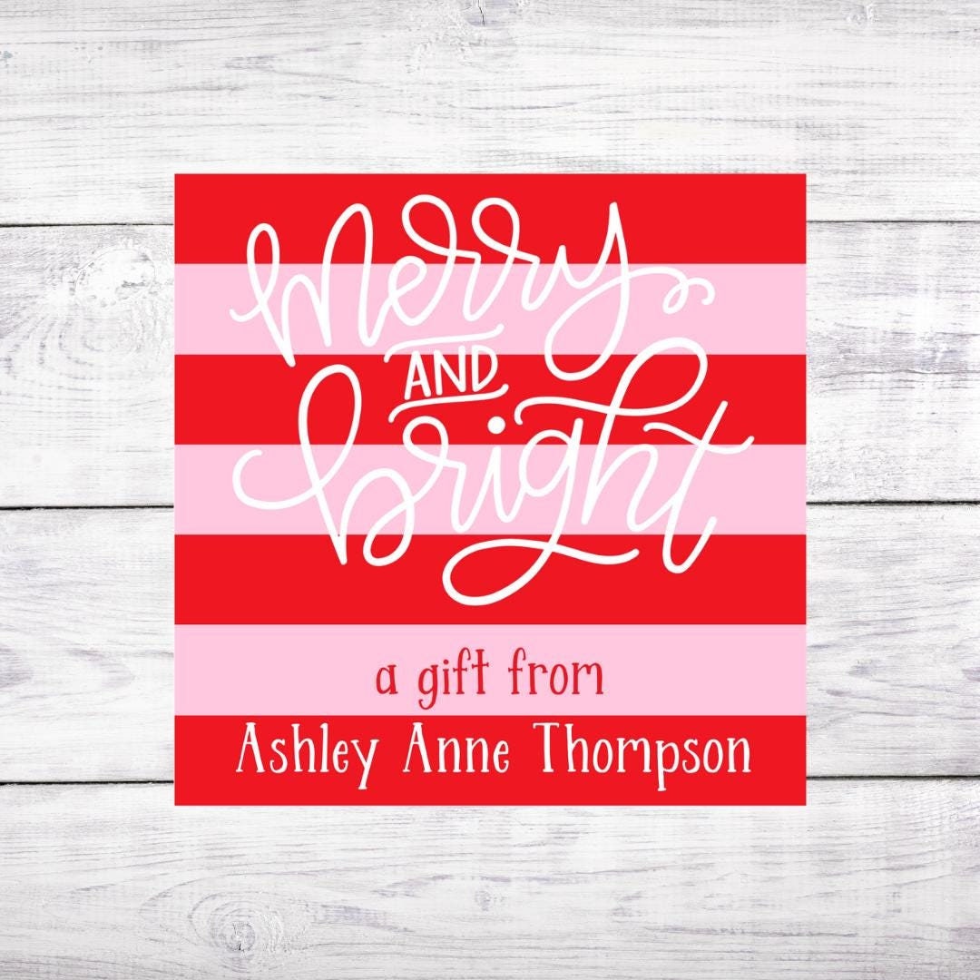 24 Personalized Christmas Gift Stickers, Striped Holiday Labels - Etsy