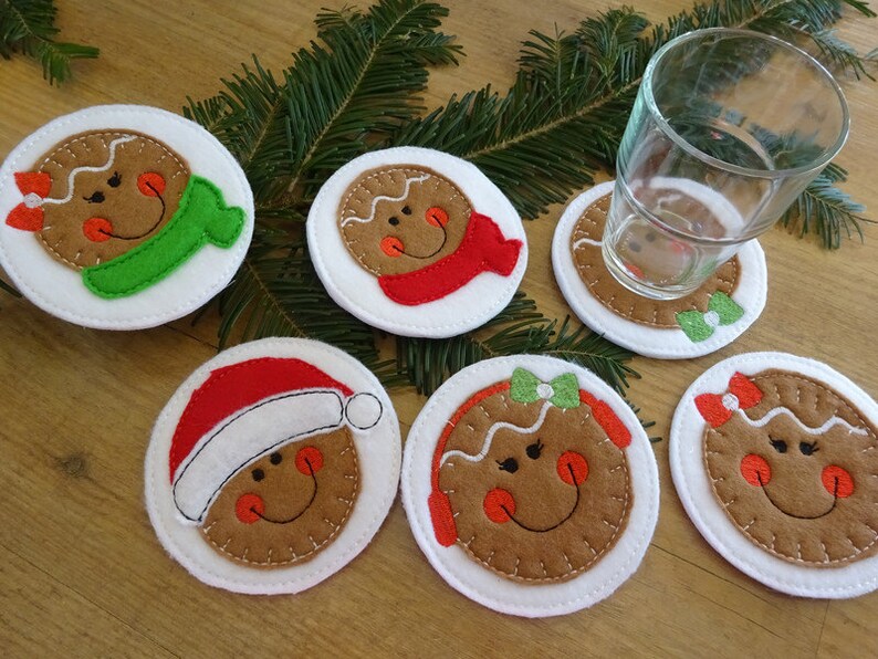 ITH Embroidery Design Mug Rug Coaster Gingerbread Gingerman - Etsy