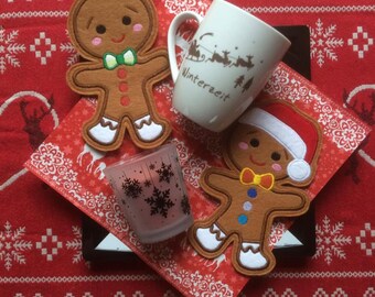 ITH Embroidery Design Mug Rug Coaster Gingerbread Gingerman - Etsy