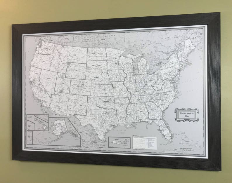 Personalized Modern Push Pin United States Map With National - Etsy