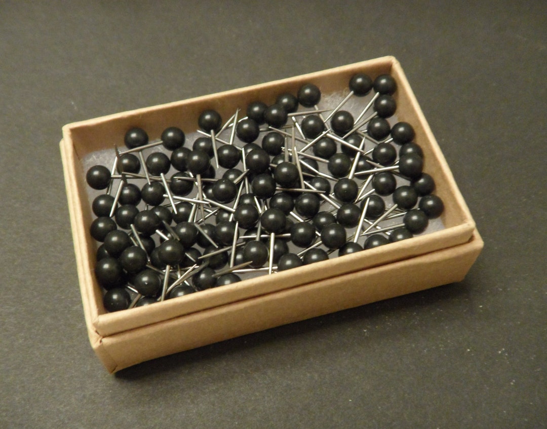 Map Push Pins Black Round Heads Pack of 100 - Etsy